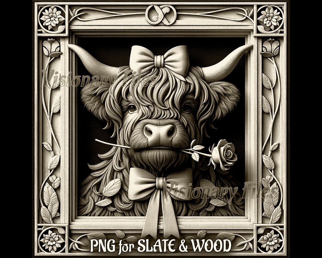 Highland Cow 3D Illusion PNG Laser File, Highland Cow PNG, Highland Cow ...