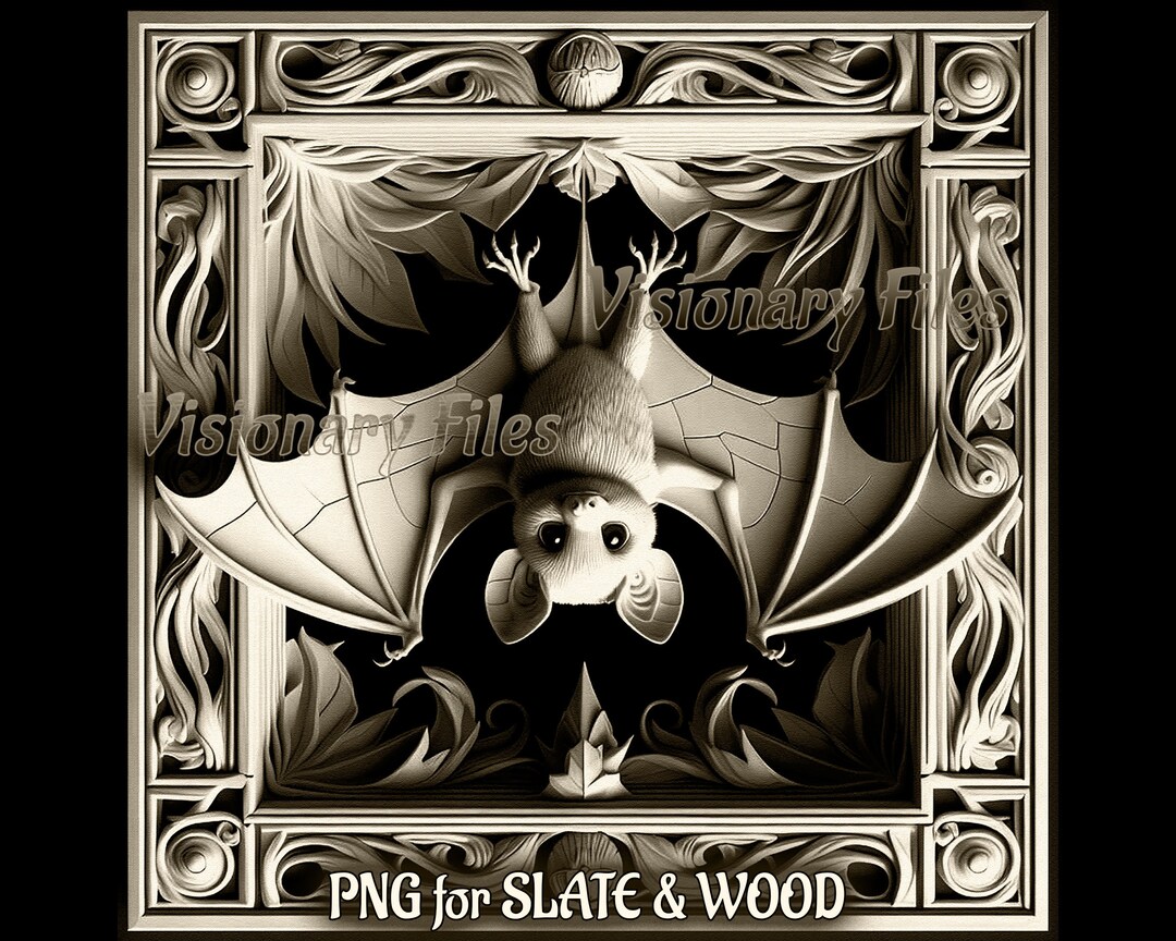Bat Hanging 3D Illusion PNG Laser File, Bat 3D PNG, Halloween 3D PNG ...