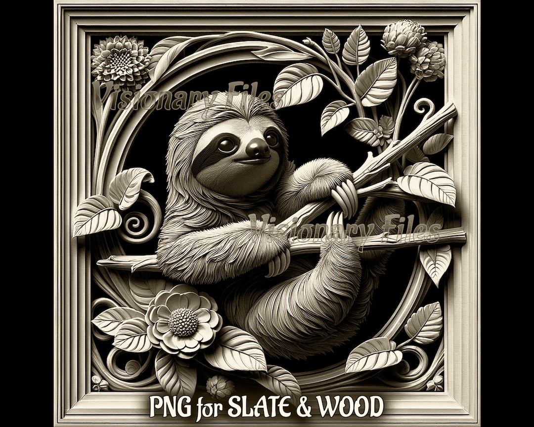 Sloth 3D Illusion PNG Laser File, Baby Sloth PNG, Sloth PNG, Sloth ...