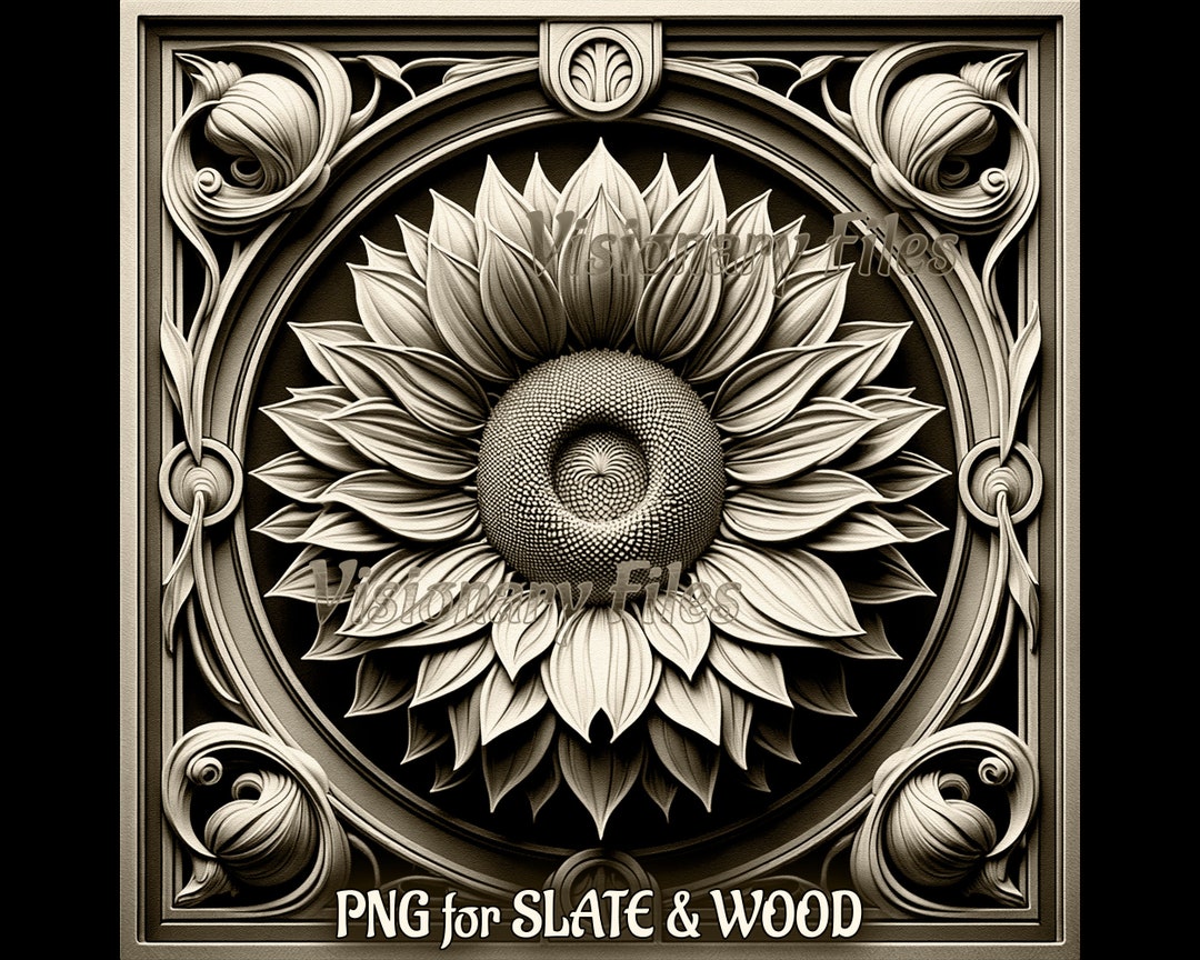 Sunflower 3D Illusion PNG Laser File, Sunflower PNG, Flower Slate ...