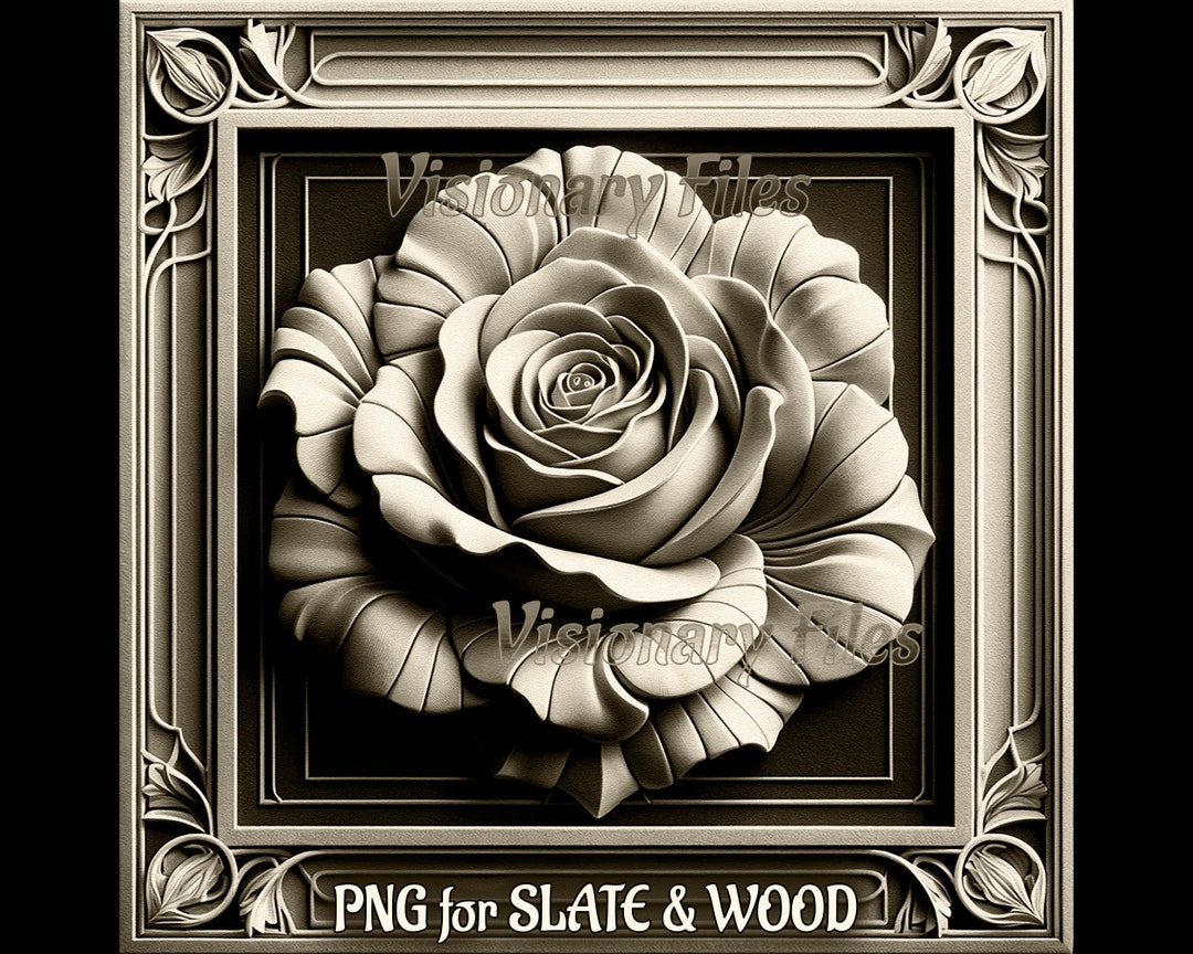 Rose 3D Illusion PNG Laser File, Rose PNG, Flower Slate Coaster ...