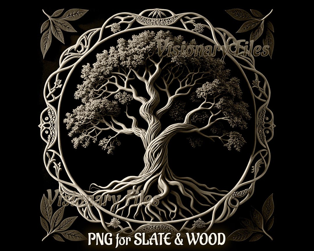 Tree of Life 3D Illusion PNG Laser File: Slate Coaster Engraving ...