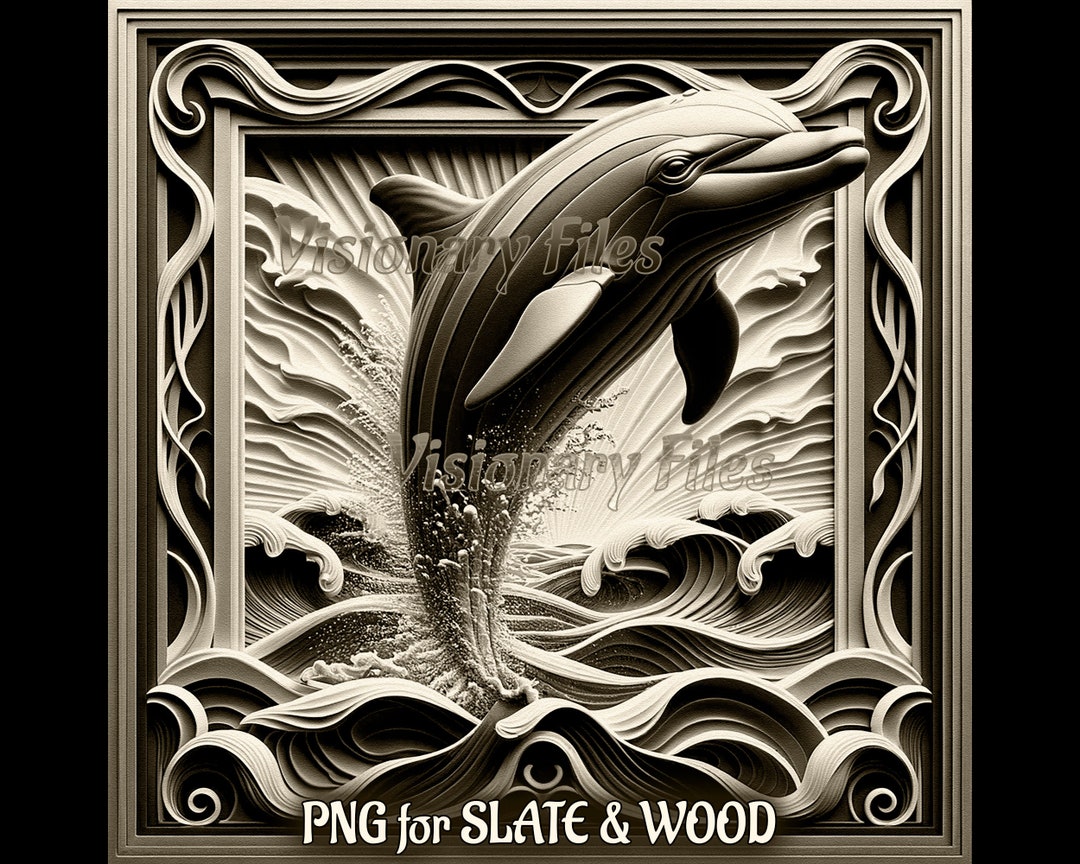 Dolphin 3D Illusion PNG Laser File, Dolphin PNG, Dolphin Slate Coaster ...