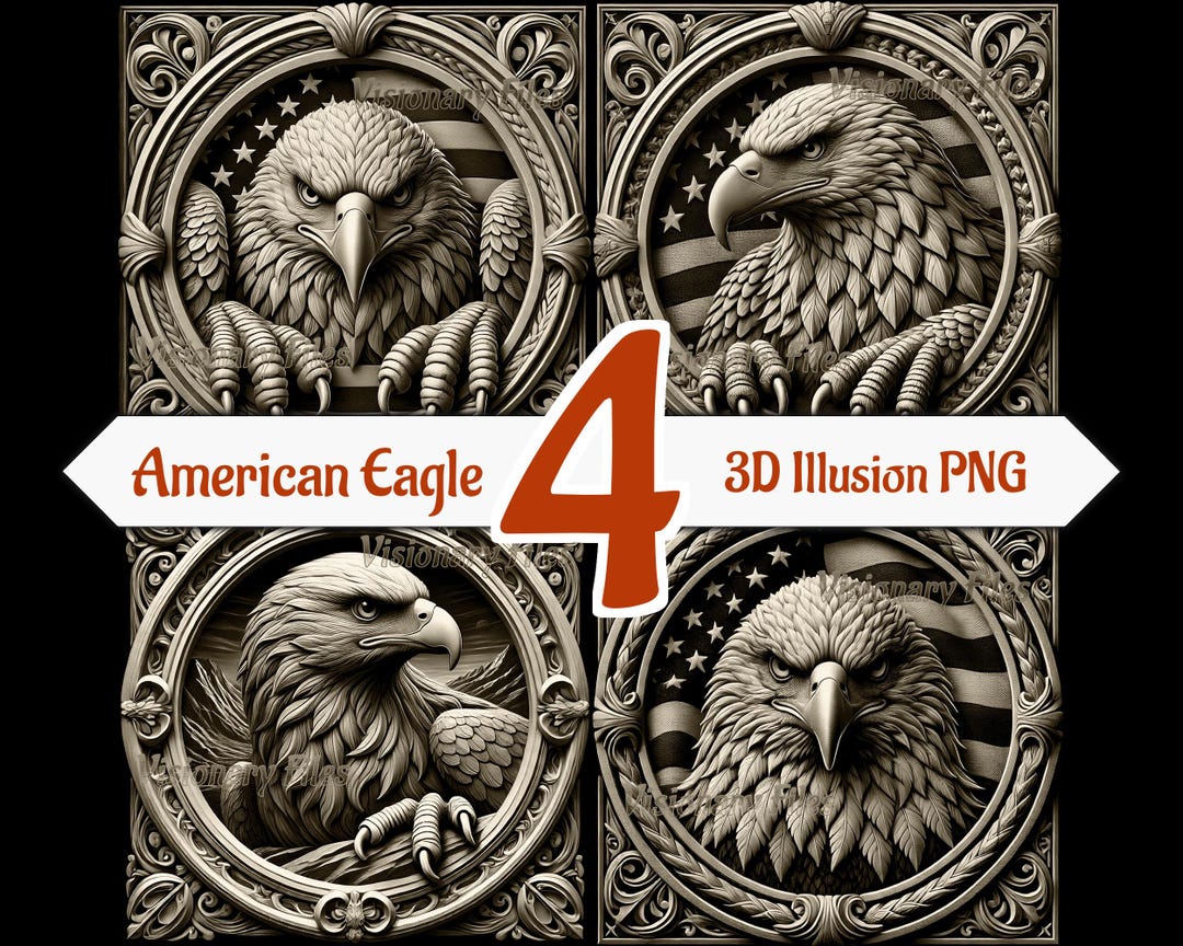 American Eagle 3D Illusion PNG Laser File, America 3D PNG Bundle, Eagle ...
