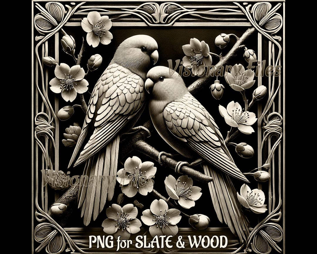 Love Birds 3D Illusion PNG Laser File, Valentine's Day 3D PNG, Bird 3D ...