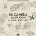Camera Svg Bundle Line Drawing Art Photography Retro Camera Cut File ...