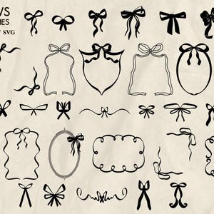 Bows and Frames Svg Bundle Quirky Frame Curly Borders Clipart Hand ...