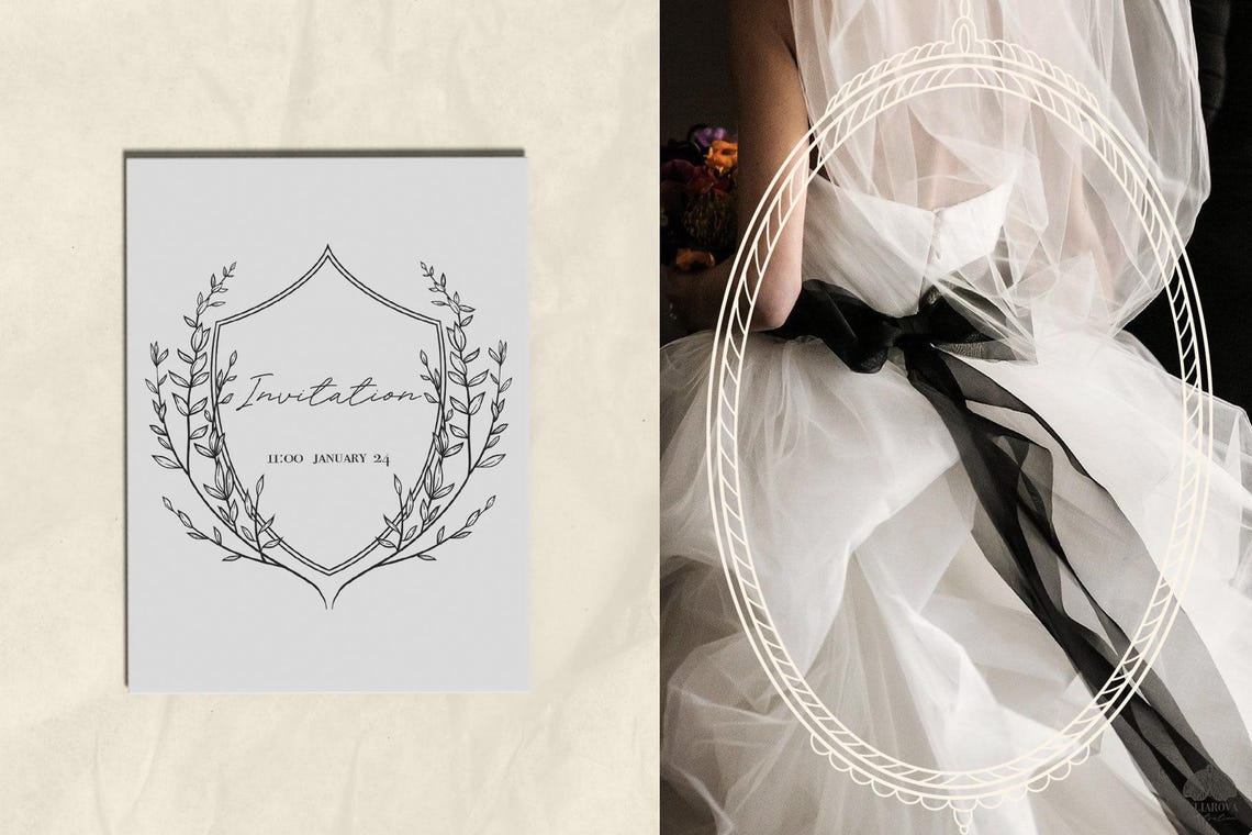 Vintage Crest Frames Svg Bundle Ribbon Svg Quirky Frame Curly Floral ...