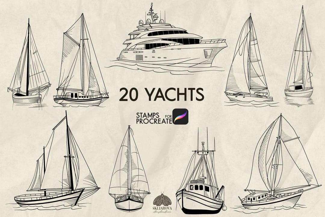 Yachts Procreate Stamp Brushes Yacht, Sailboat Stamps for Procreate ...