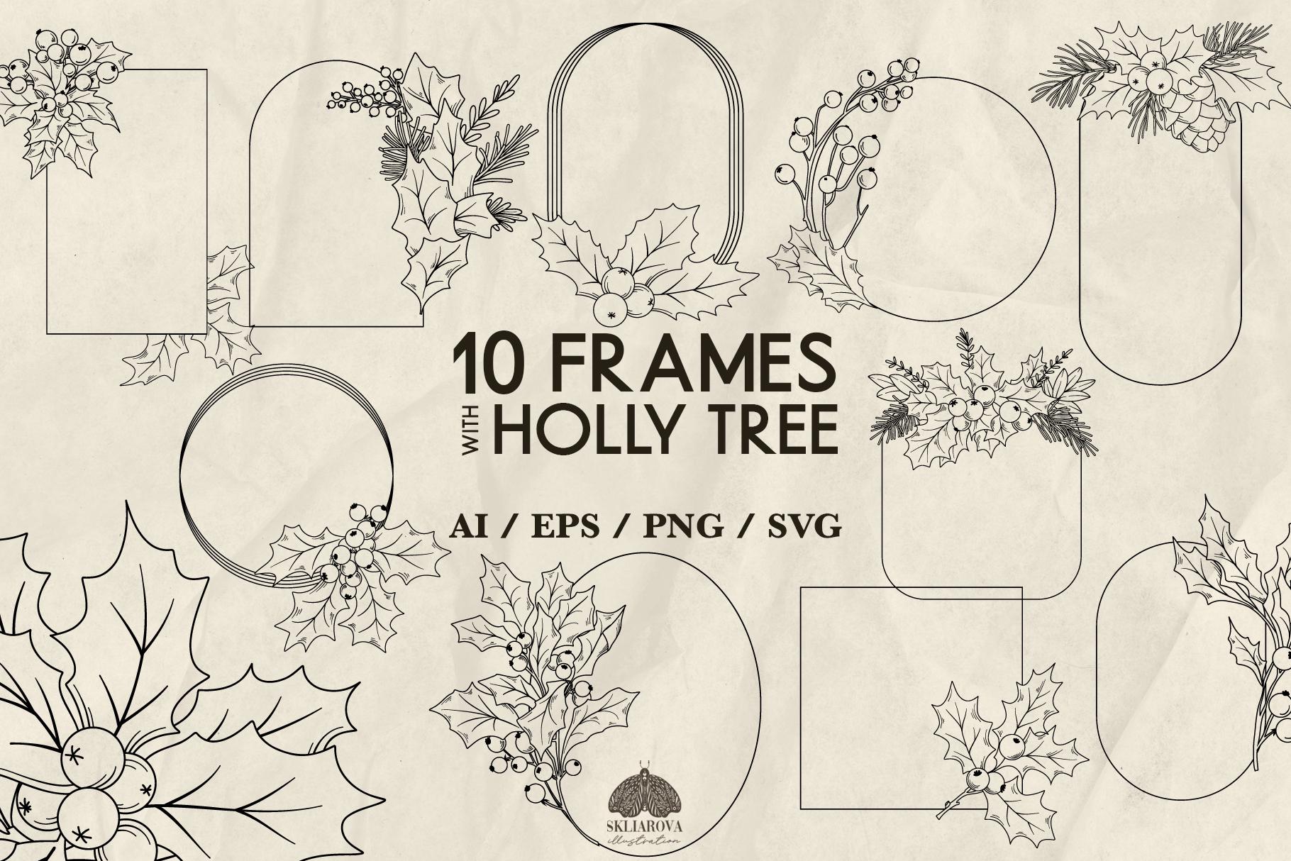 Christmas Frame Svg Holly Frames Svg Aesthetic Floral Geometric Border ...