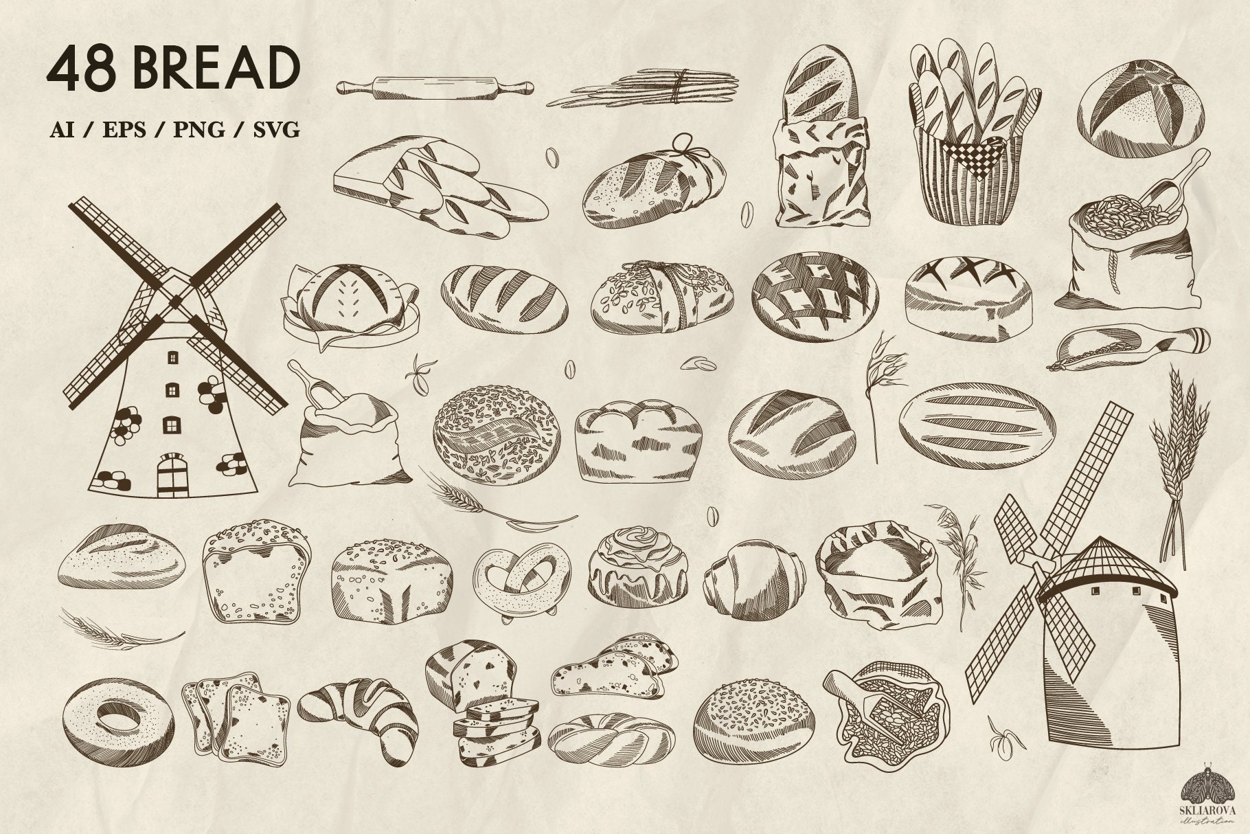 Bread Svg Bundle Bread Basket Svg Bakery Svg Mill Svg Bakery Clipart ...