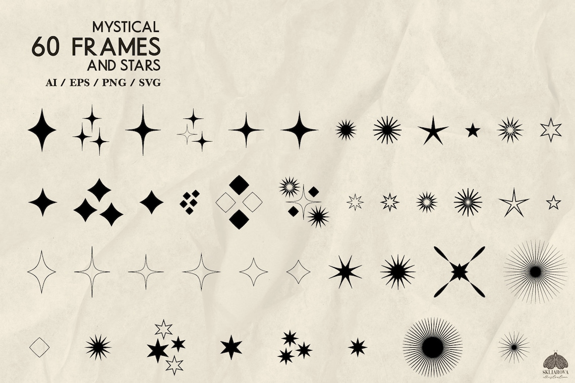 60 Mystical Frames and Stars Svg Bundle Magic Boho Frame Borders ...