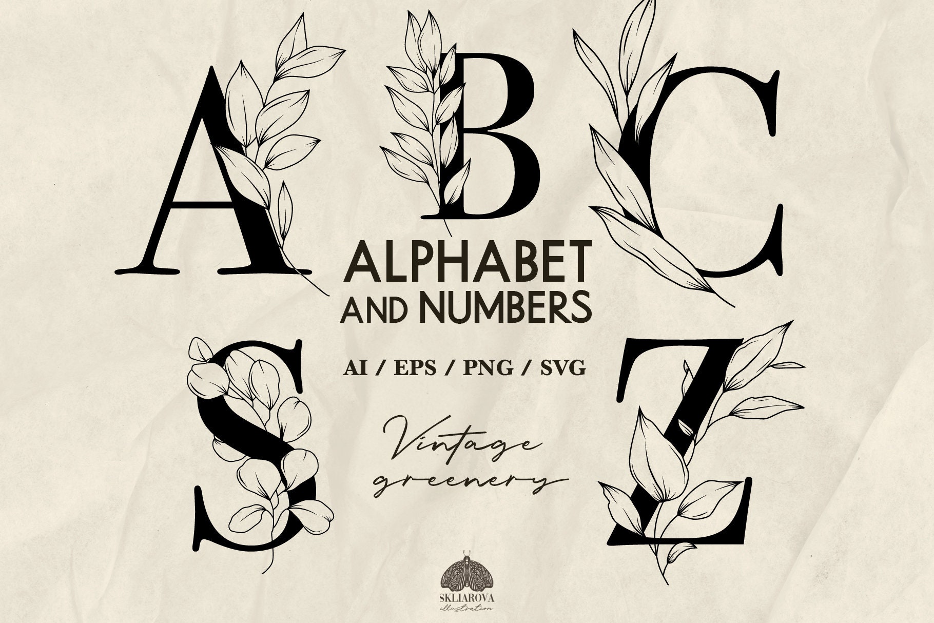 Floral Alphabet SVG Bundle: Botanical Letters & Numbers (+ Png, Eps, Ai ...