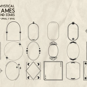 60 Mystical Frames and Stars Svg Bundle Magic Boho Frame Borders ...