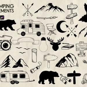 Camping Procreate Stamps Brushes Set Travel Procreate Brushes Tourism ...