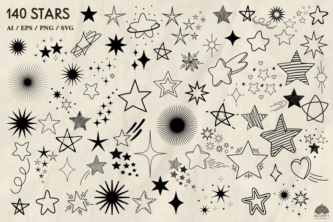 Stars Svg Bundle Sparkles Svg Doodle Stars Svg Sketch Stars Hand Drawn ...