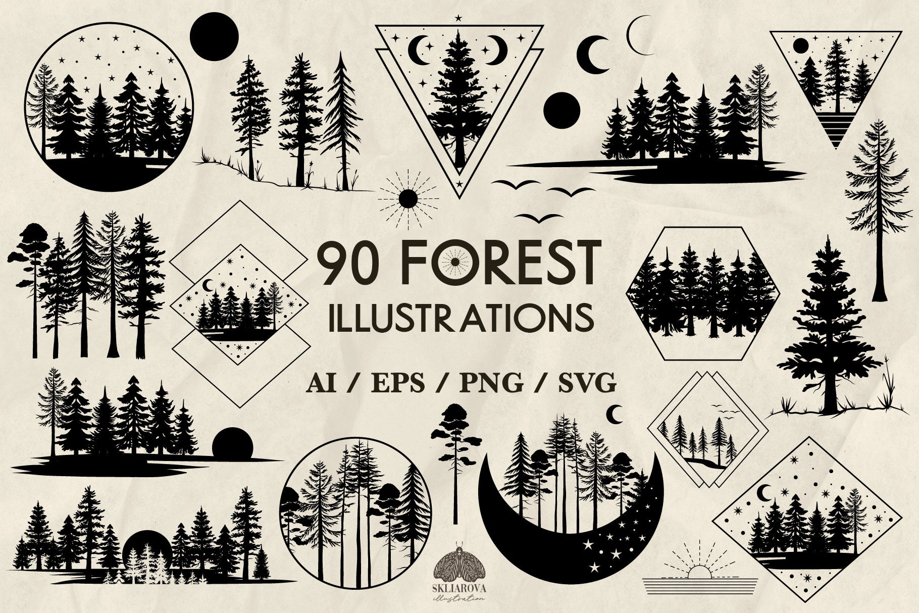 Forest SVG Bundle Nature Files for Cricut Geometric Forest Tree ...