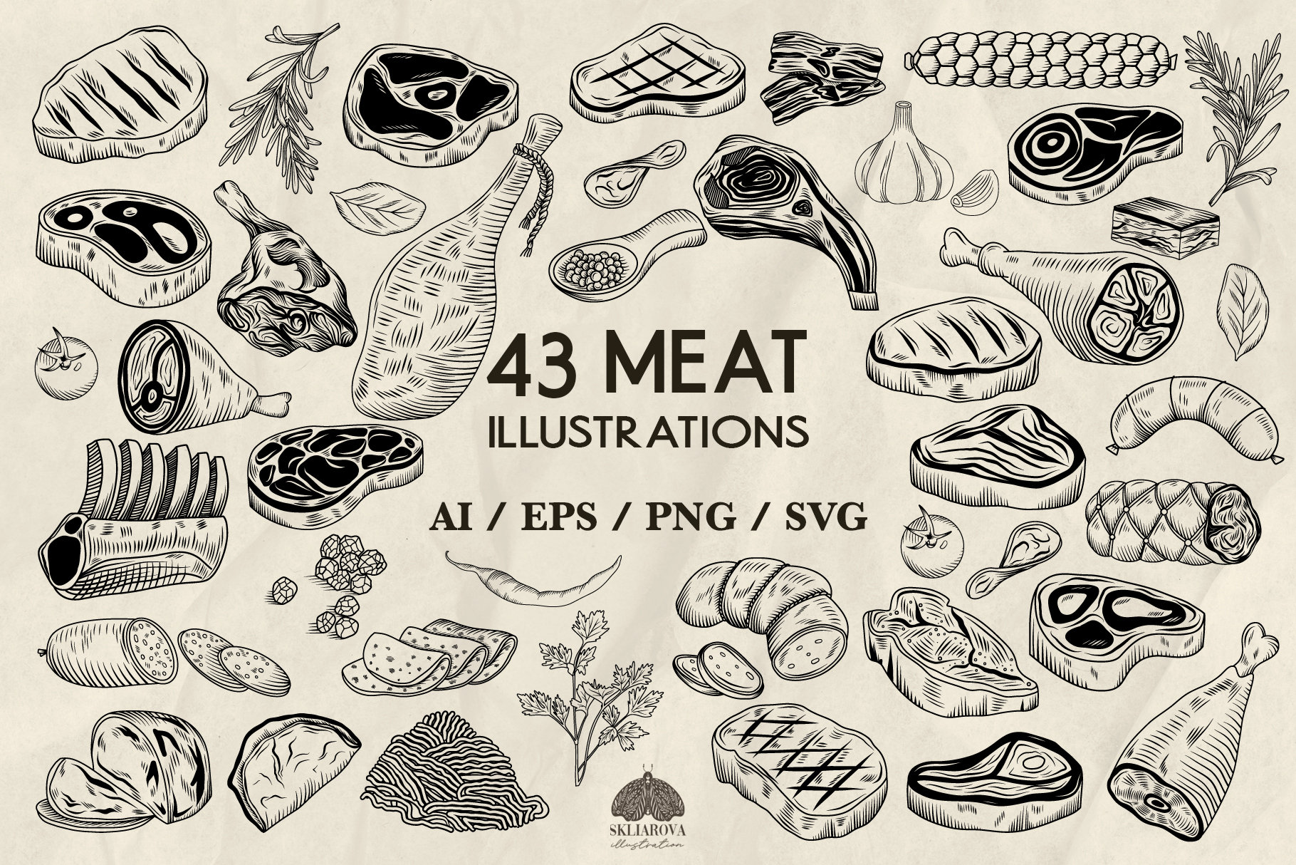 Meat Svg Bundle Steak Svg Food Svg Food Clipart Cuts of Meat Svg ...
