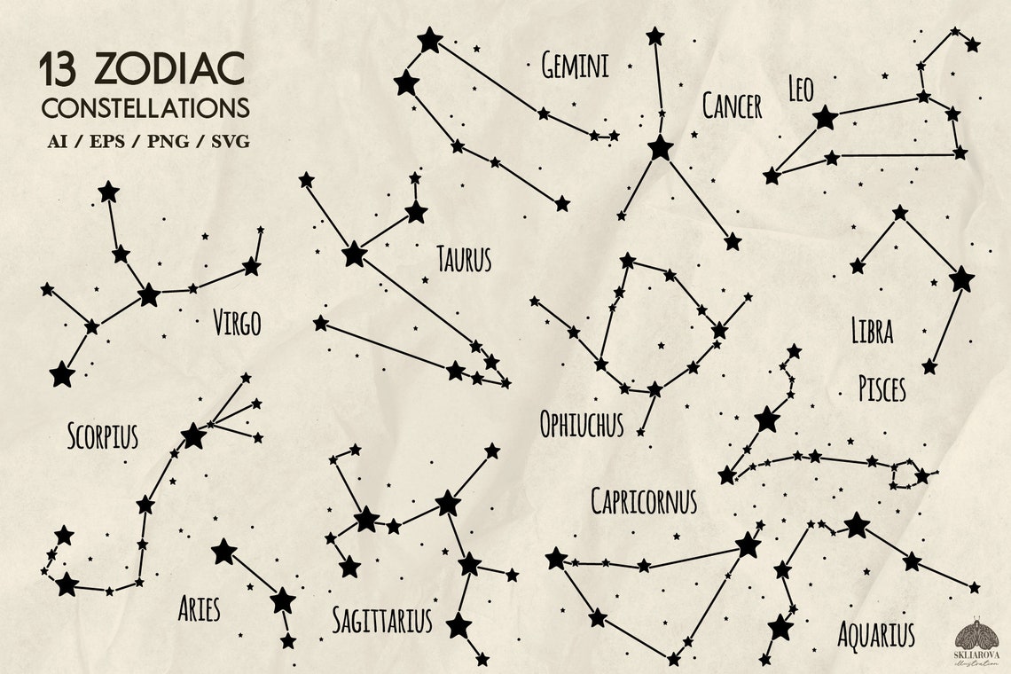 Zodiac Constellations Svg Png Bundle Astrology Svg Zodiac Svg Horoscope ...