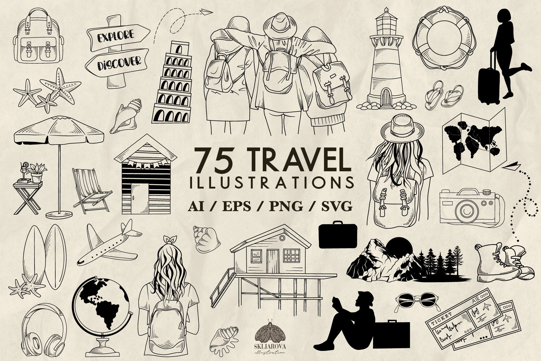 Travel SVG Bundle Tourism Svg Adventure Svg Summer Vacation Outline Svg ...