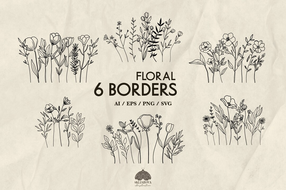 Spring Floral Border Svg Bundle Wildflowers Svg Wildflower Border Svg ...