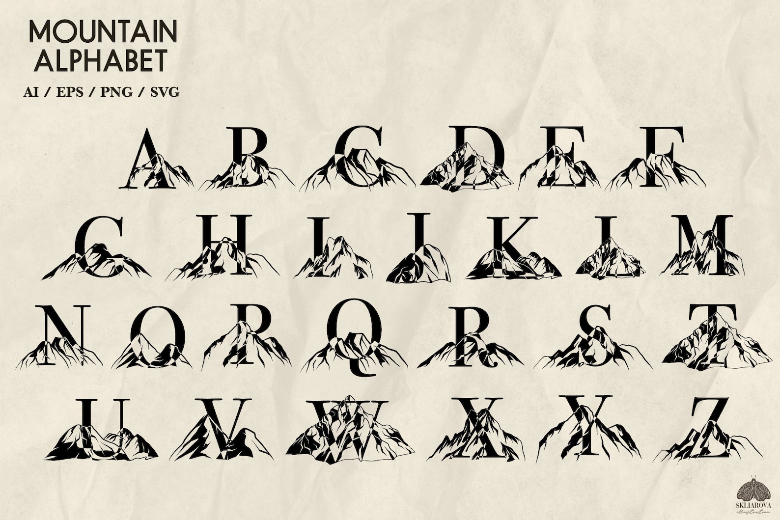 Mountain Alphabet SVG Bundle: Nature Monogram Letters (+ PNG, EPS) - Etsy
