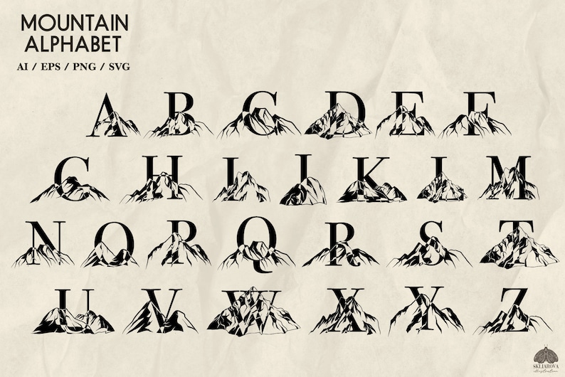 Mountain Alphabet SVG Bundle: Nature Monogram Letters (+ PNG, EPS) - Etsy