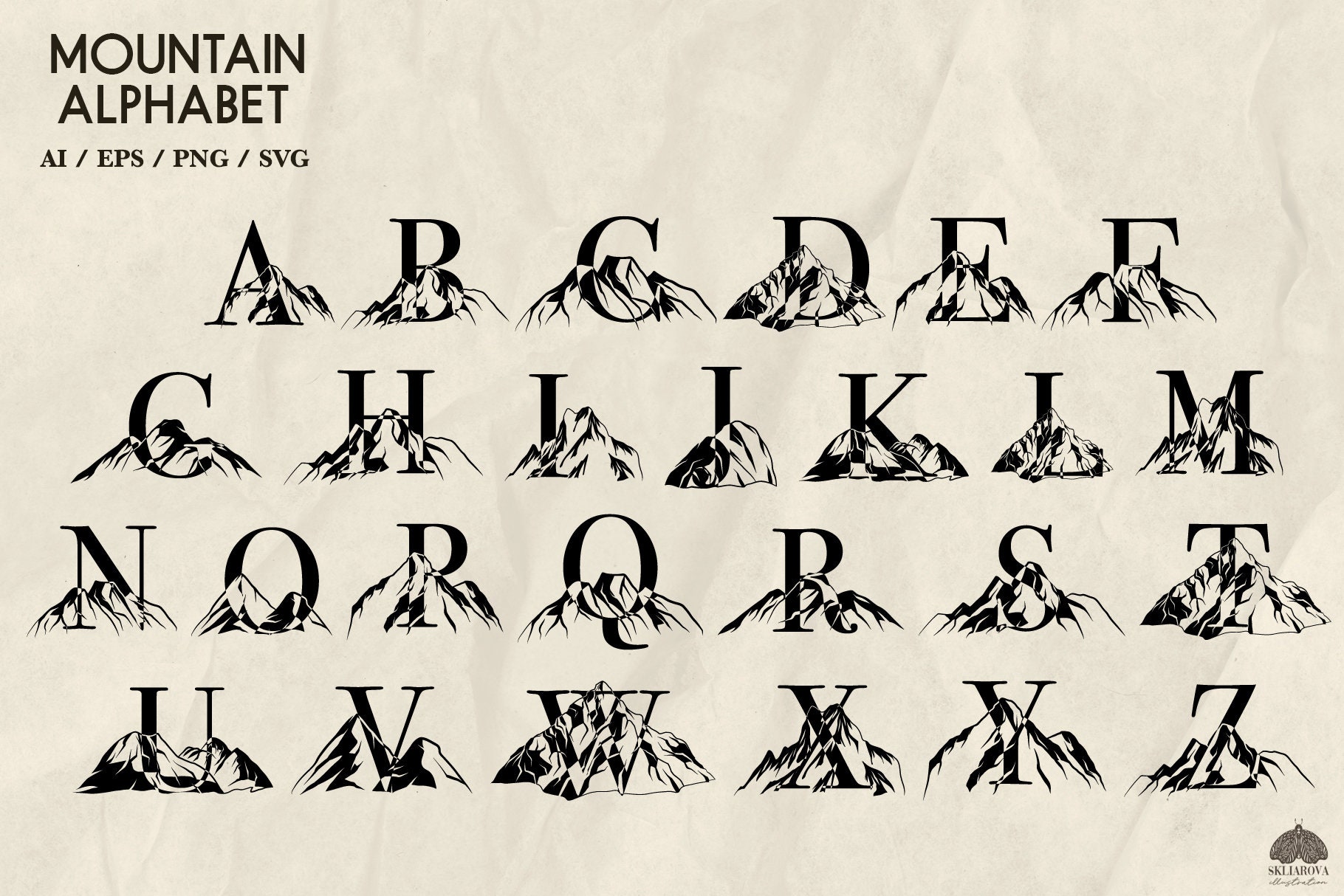 Mountain Alphabet SVG Bundle: Nature Monogram Letters (+ PNG, EPS) - Etsy