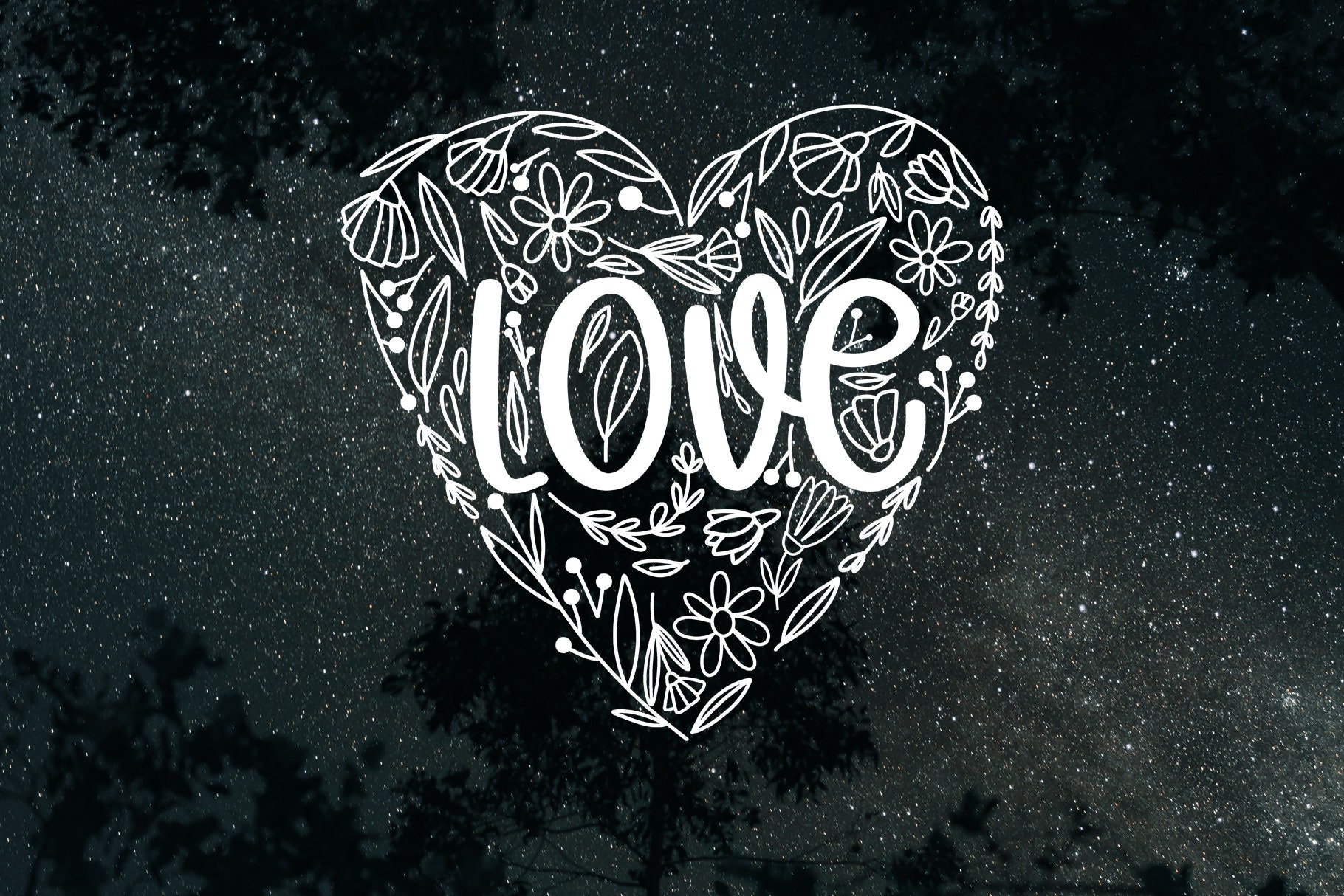 Love Svg Floral Heart Svg Flower Heart Valentines Day Svg Wildflower ...