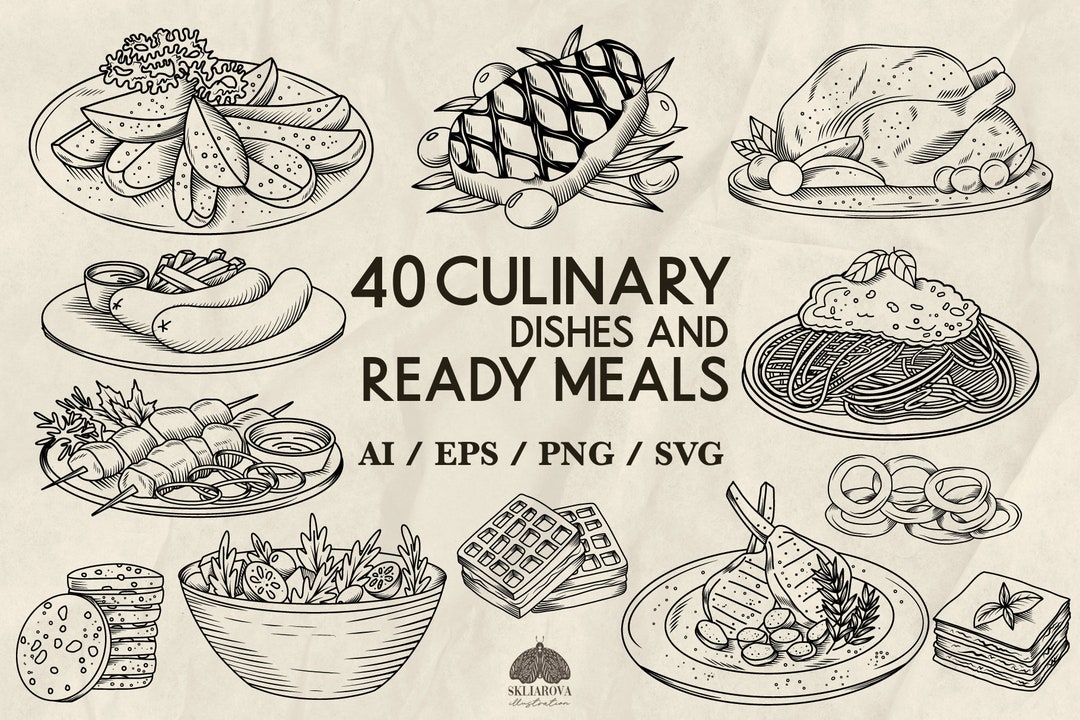 Food Svg Bundle Culinary Svg Dishes Svg Steak Svg Ready Food Svg ...