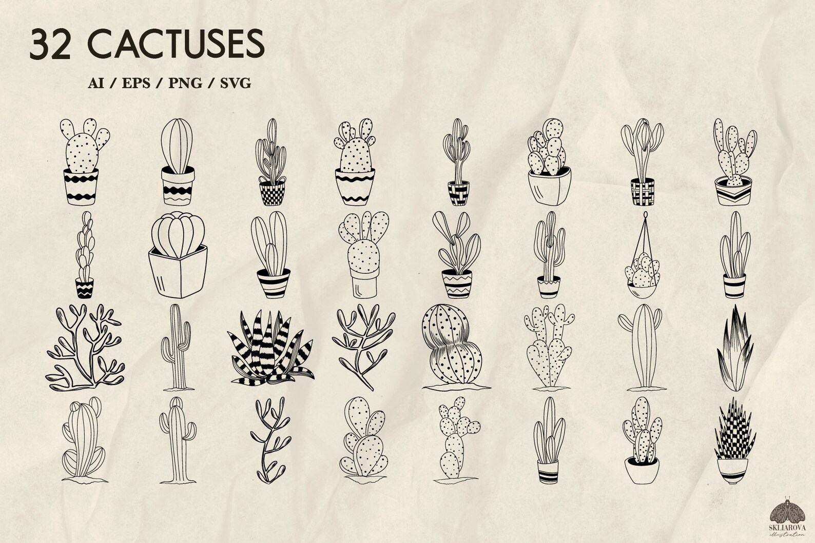 Cactus Svg Bundle Succulent Svg Potted Cactus Clipart House Plant Svg ...