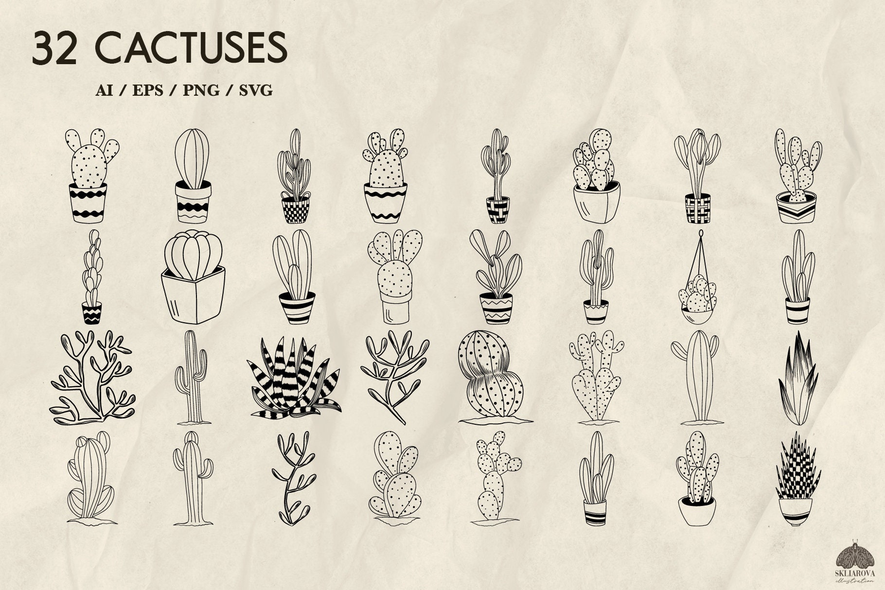 Cactus Svg Bundle Succulent Svg Potted Cactus Clipart House Plant Svg ...