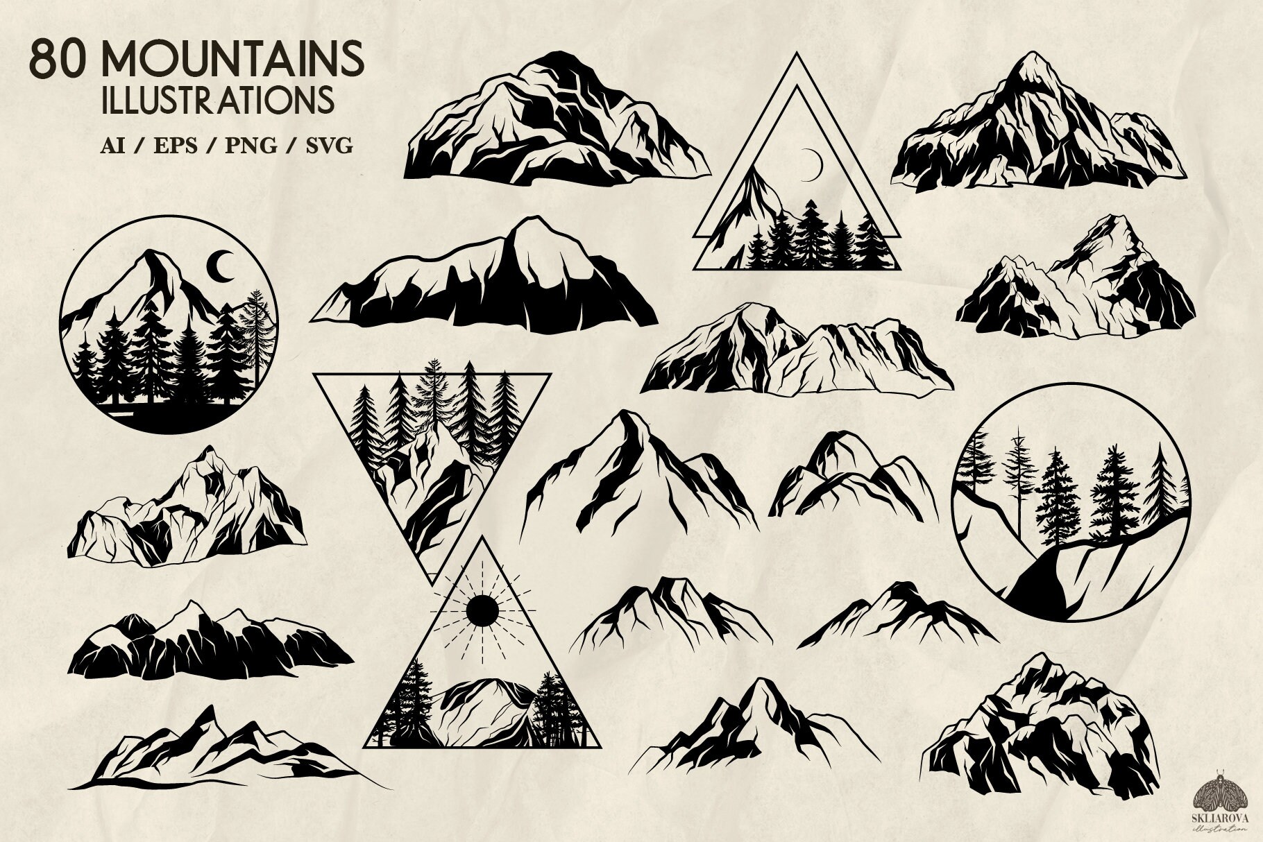 Mountains SVG Bundle Nature Files for Cricut Geometric Mountain ...