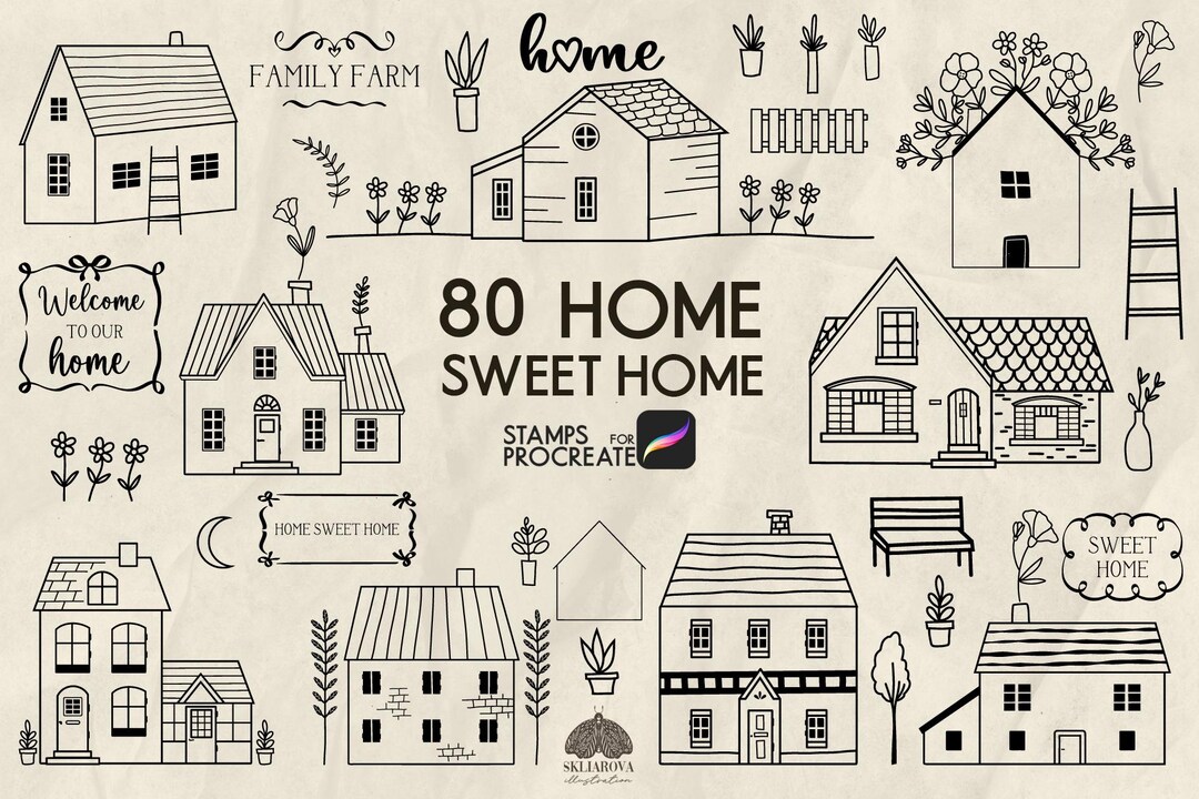 Sweet Home Procreate Stamps House Stamp Brushes for Procreate Welcome ...
