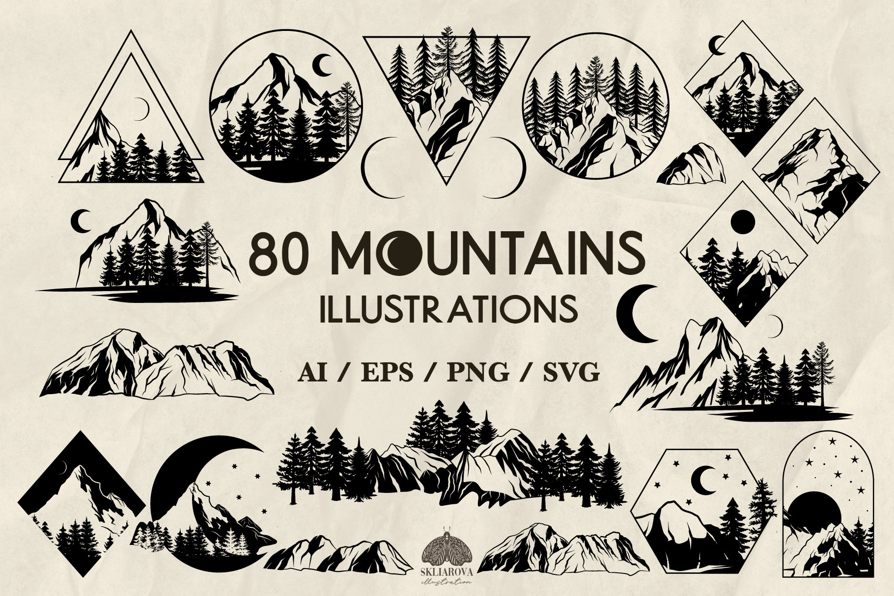 Mountains SVG Bundle Nature Files for Cricut Geometric Mountain ...