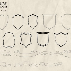 Vintage Crest Frames Svg Bundle Ribbon Svg Quirky Frame Curly Floral ...