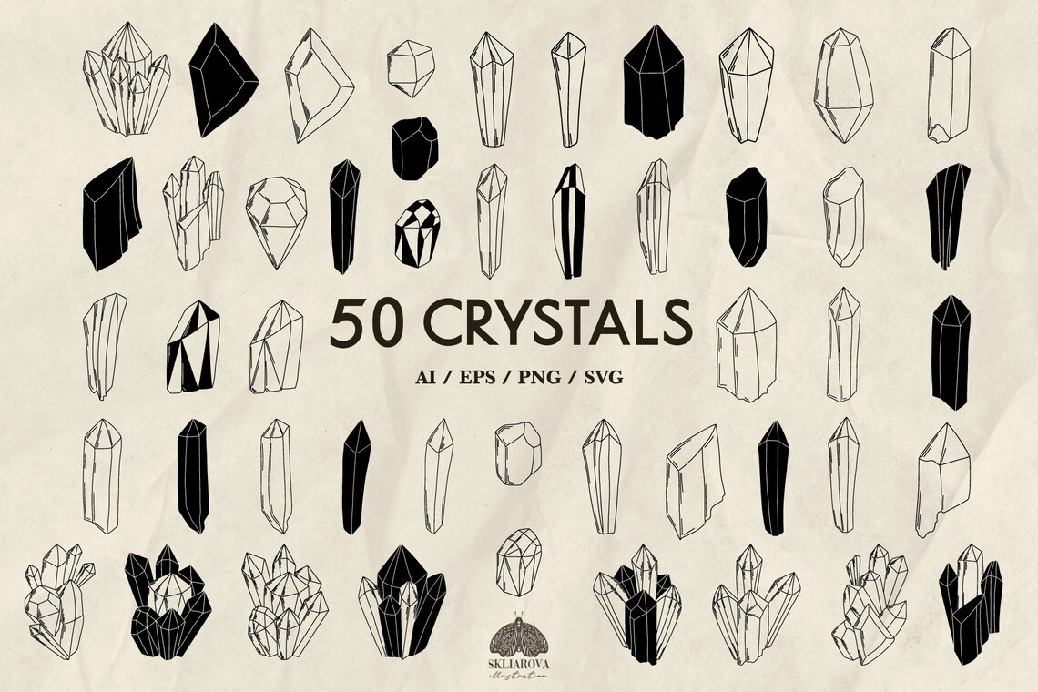 Crystals Svg Bundle Crystal Clipart Magic Crystal Silhouette Magic ...
