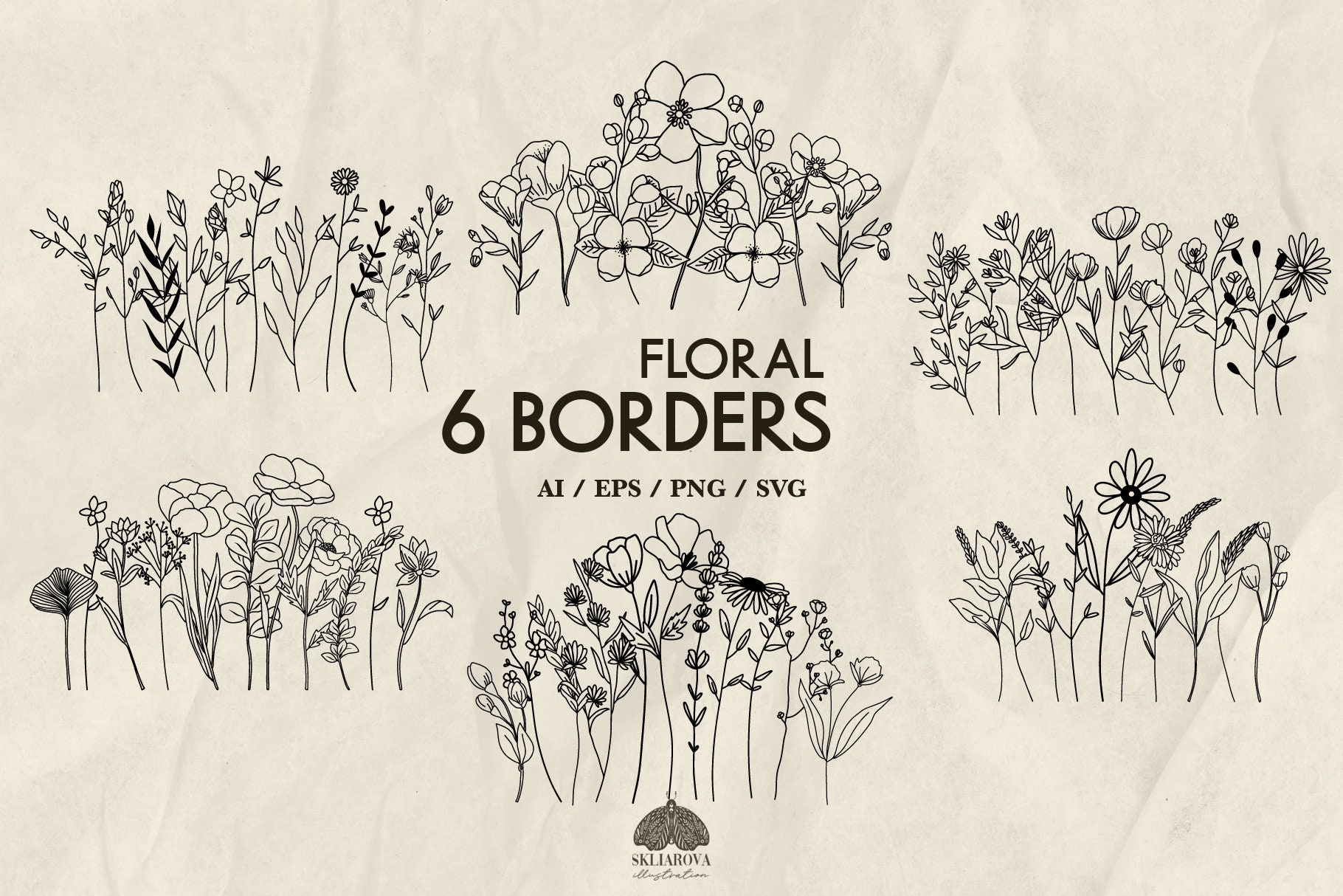 Floral Border Svg Bundle Wildflowers Svg Wildflower Border Svg Floral ...