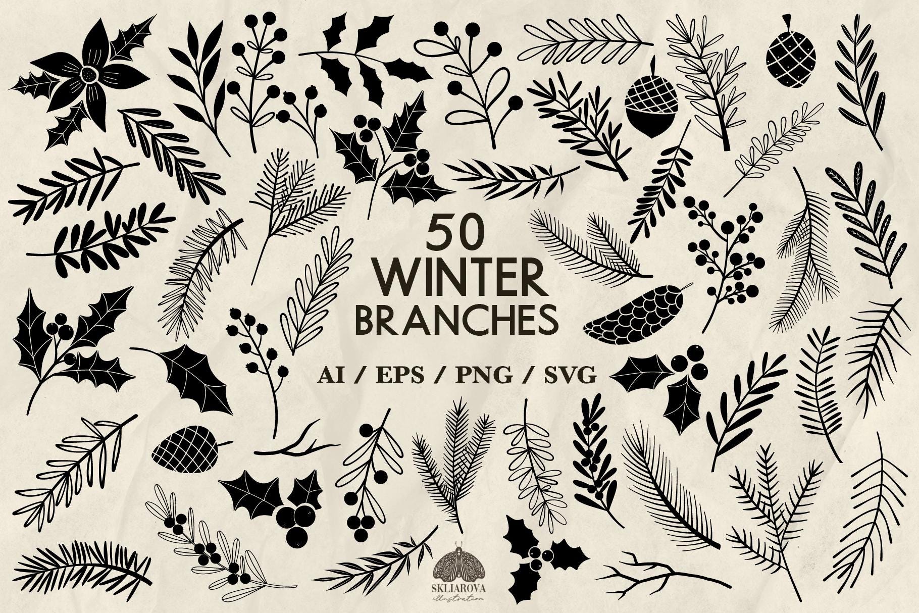 Winter Branches Svg Bundle Christmas Plants Svg Winter Botanical ...