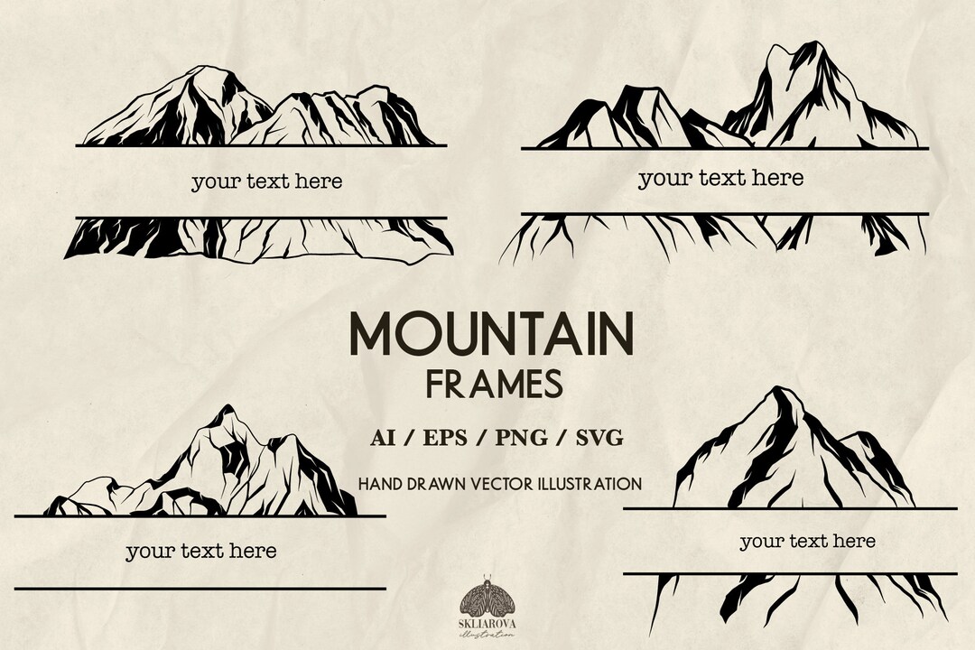 Mountain Split Frame Svg Mountains Svg Nature Frame Border Travel ...