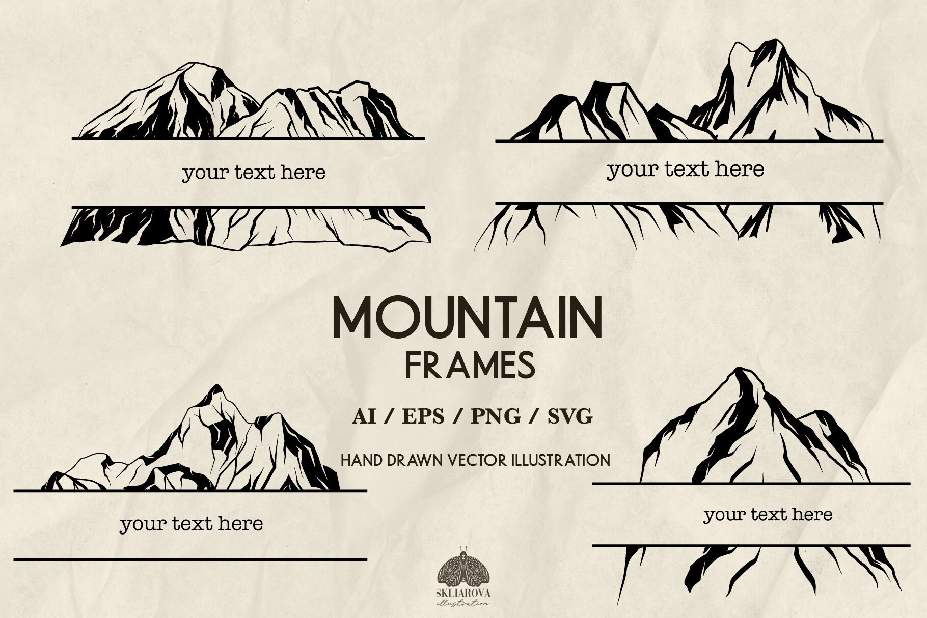 Mountain Split Frame Svg Mountains Svg Nature Frame Border Travel ...