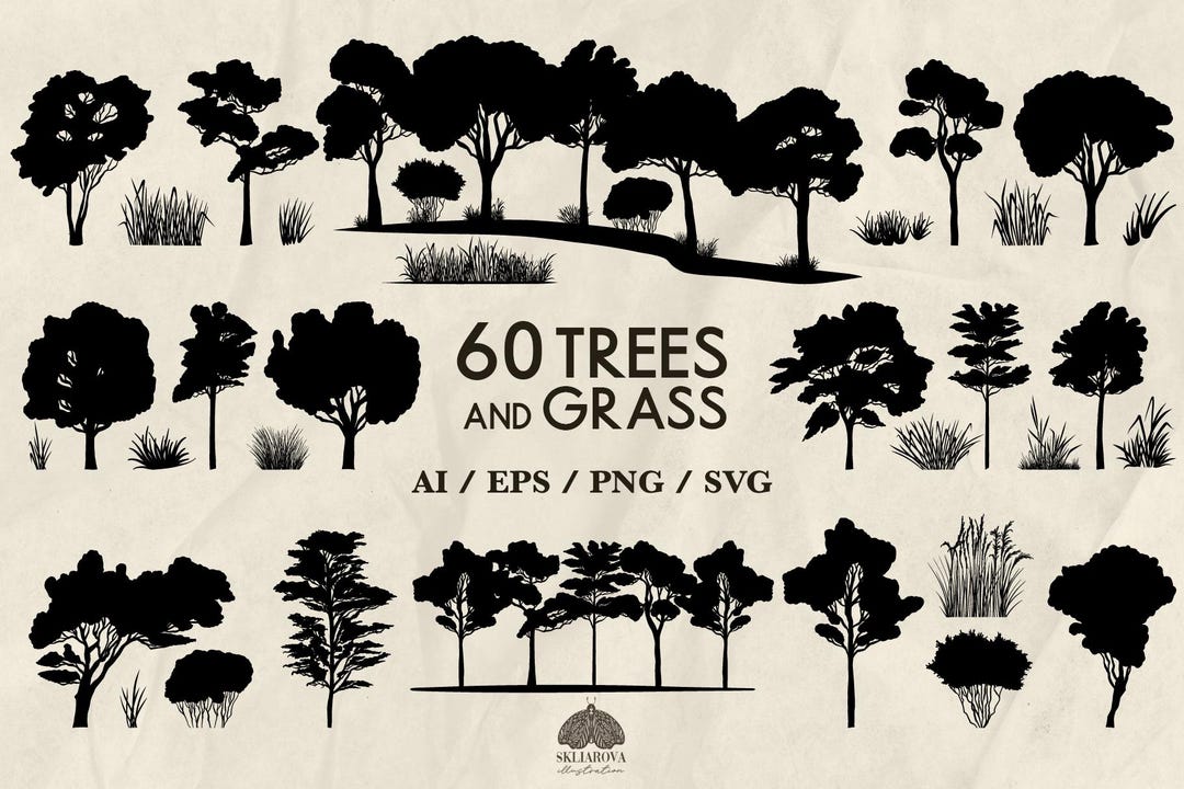 Trees SVG Bundle Tree Svg Png Grass Svg Bush Svg Deciduous Trees Svg ...