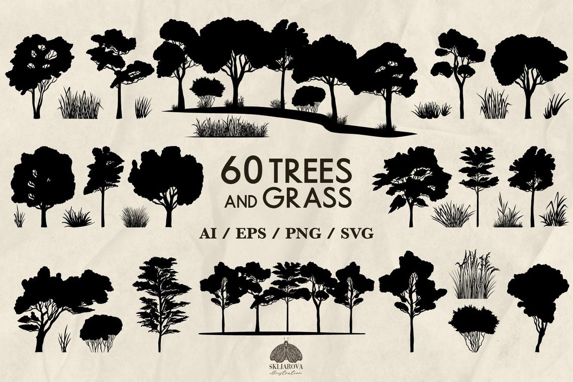Trees SVG Bundle Tree Svg Png Grass Svg Bush Svg Deciduous Trees Svg ...