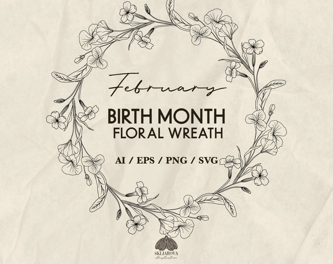 February Birth Flower SVG | Violet & Primrose Bouquet (PNG, JPG) - Etsy ...