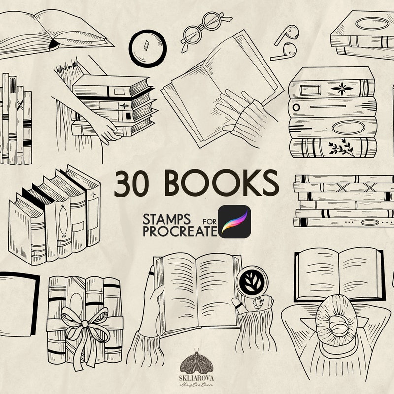 Stack of Books Stamp - Etsy