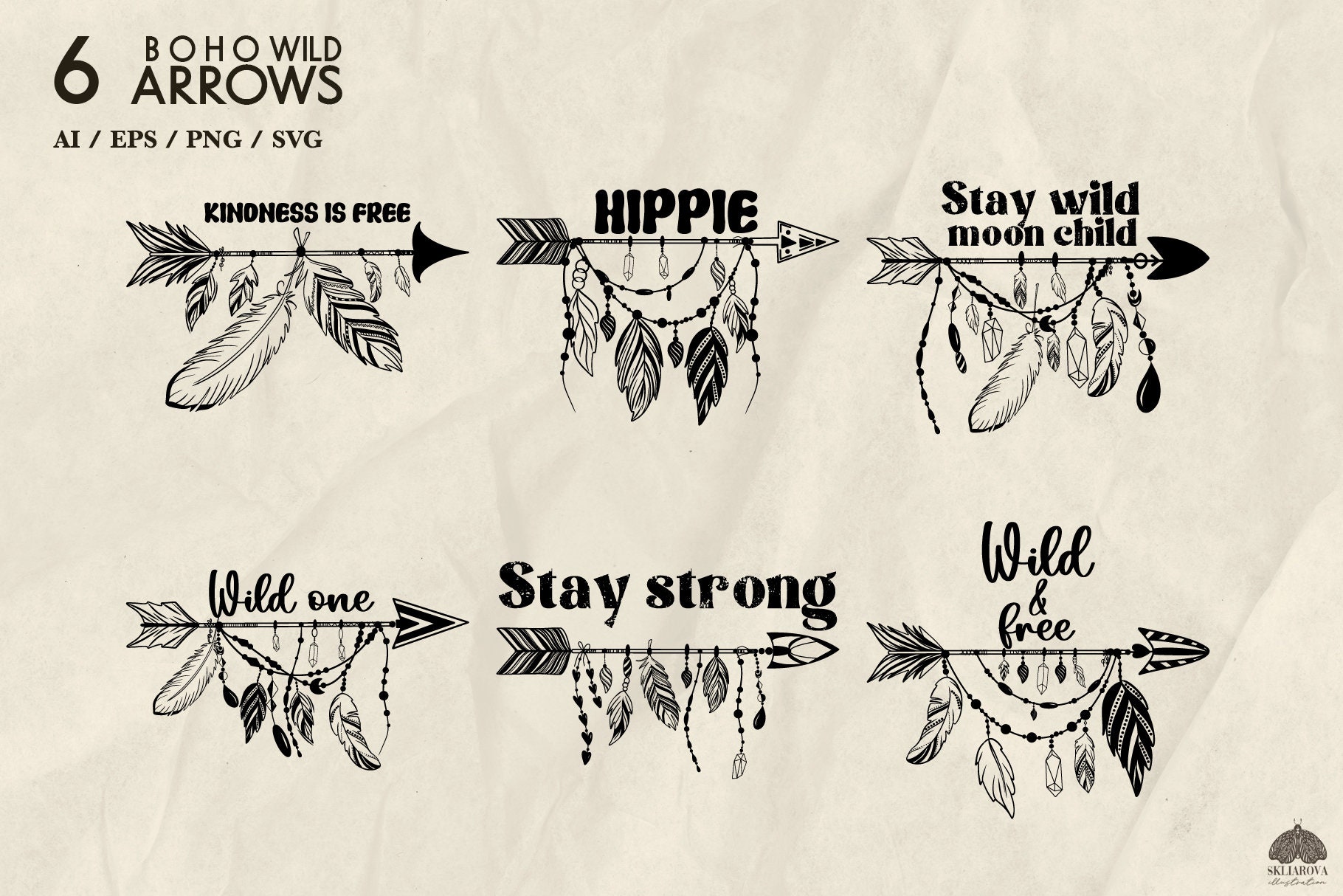 Boho Arrows Svg Bundle Hippie Svg Arrow Clipart Arrow Silhouette Stay ...