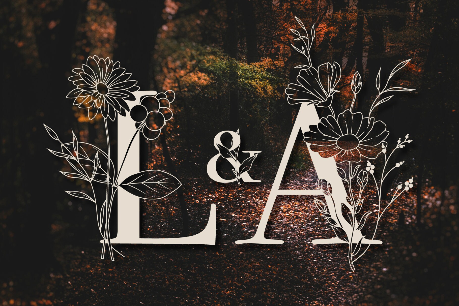 Fall Floral Alphabet SVG Bundle Autumn Alphabet ABC Hand Drawn ...