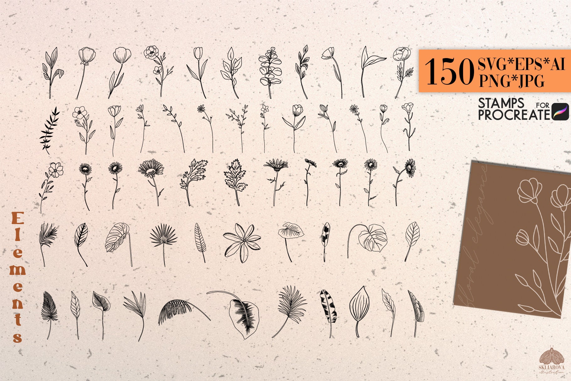 Botanical Svg Bundle Wildflowers Svg Vintage Line Art Flowers File for ...