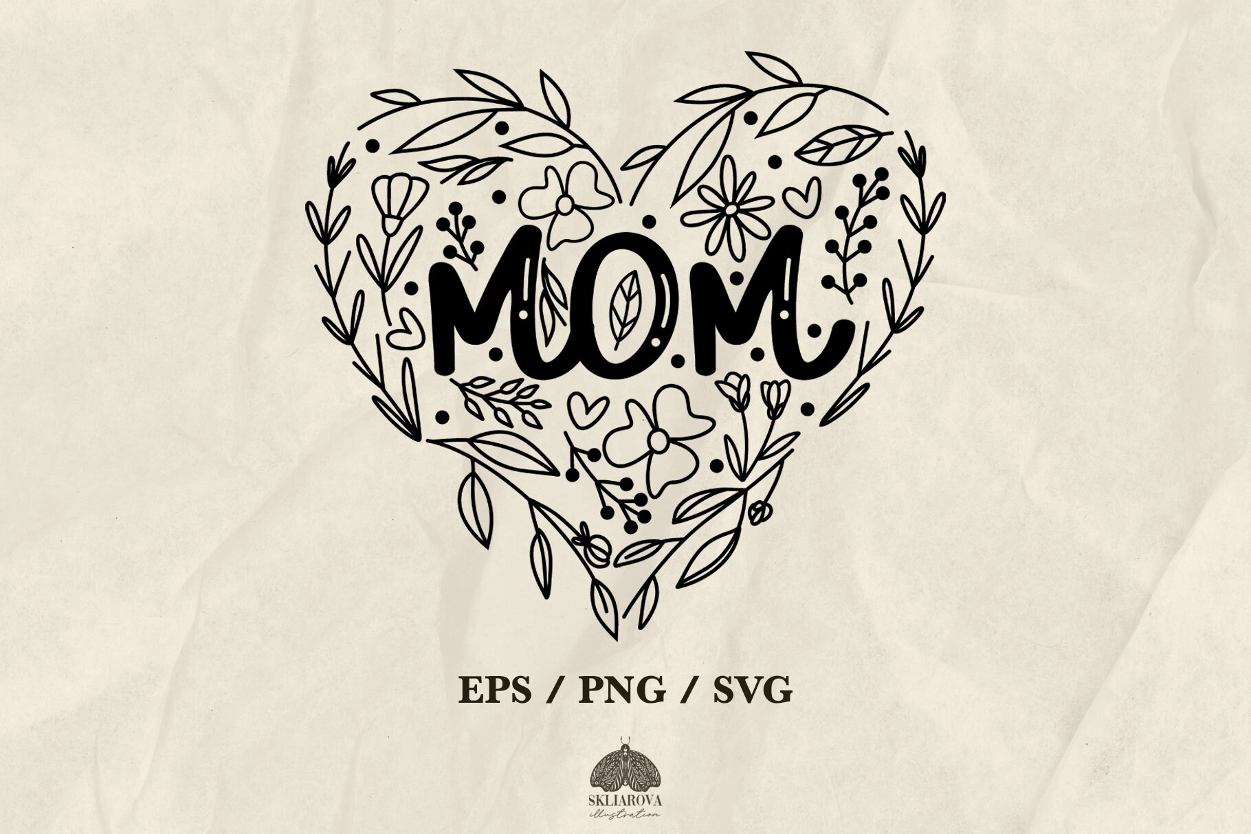 Mom Svg Love Svg Floral Heart Svg Flower Heart Mother's Day Svg ...
