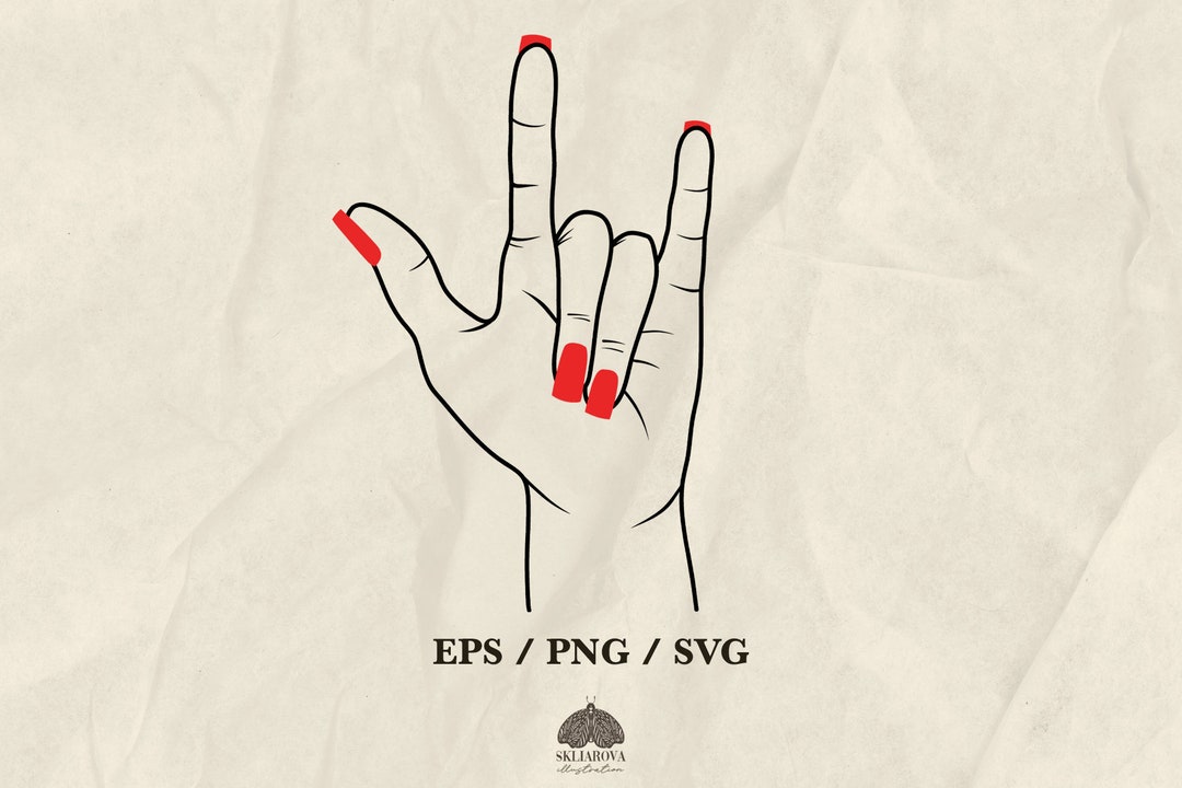 Rock N Roll Hand Sign Svg Heavy Metal Svg Rock on Music Svg Woman Hand ...